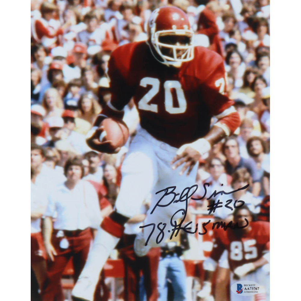 Billy Sims Signed Oklahoma Sooners 8x10 Photo Inscribed "78 - Heisman ...
