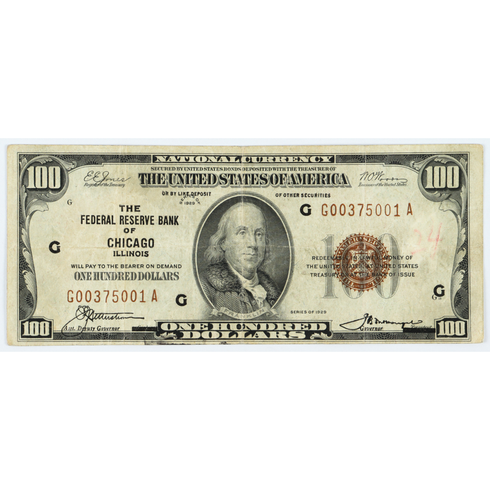1929 $100 U.S. National Currency Bank Note - (Federal Reserve Bank of ...