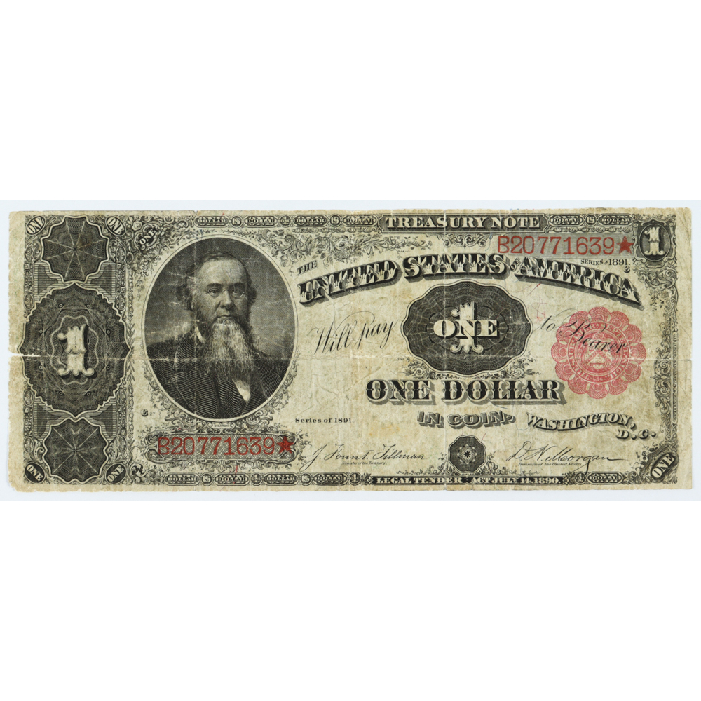 1891 $1 One Dollar Red Seal U.S. Treasury Note | Pristine Auction