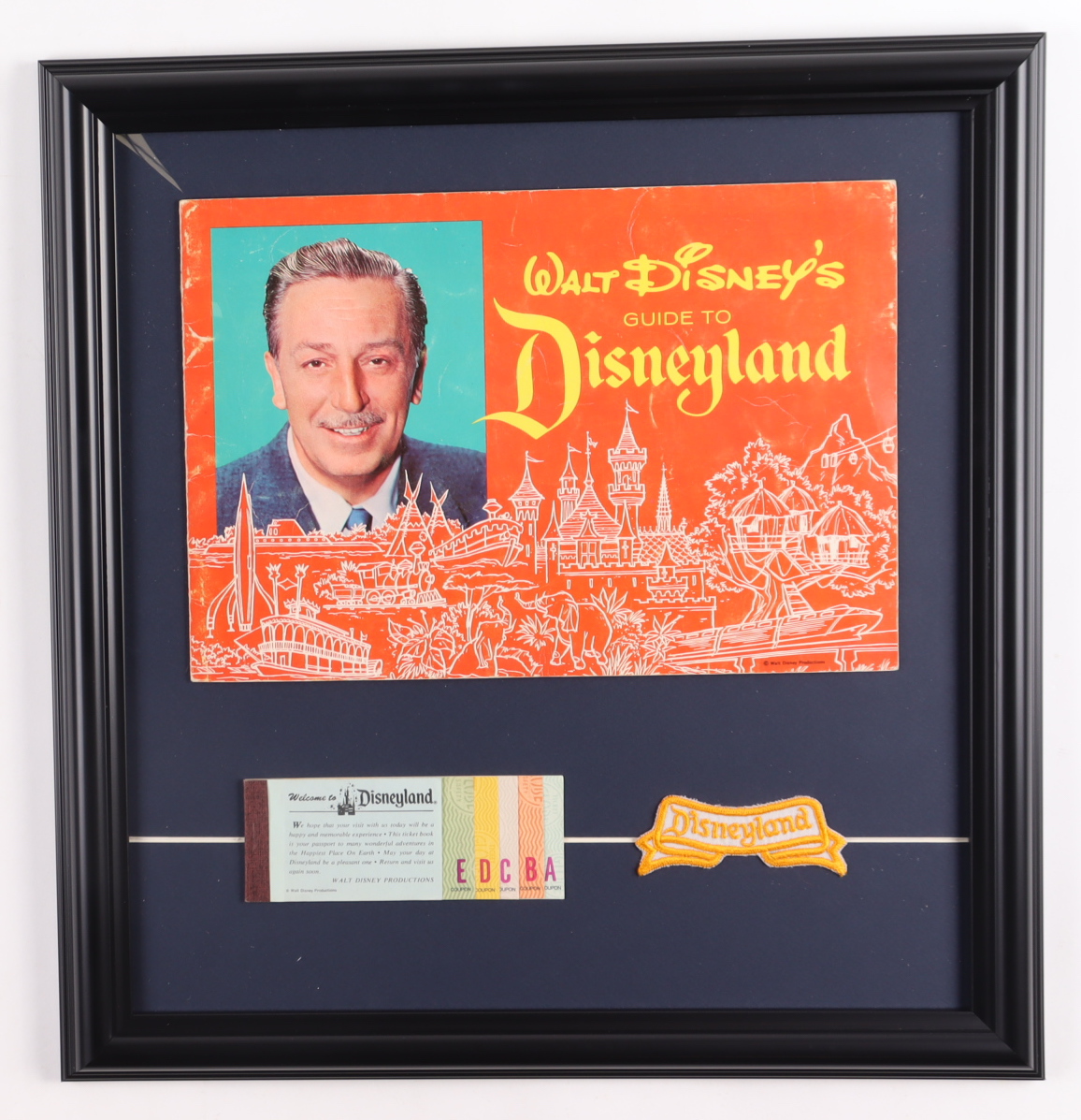 Vintage 1963 "Walt Disney's Guide to Disneyland" 16x17 Custom Framed ...