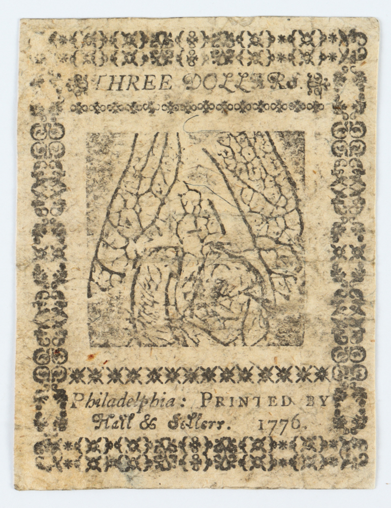 1776 $3 Three Dollars - Philadelphia - Colonial Currency Note ...