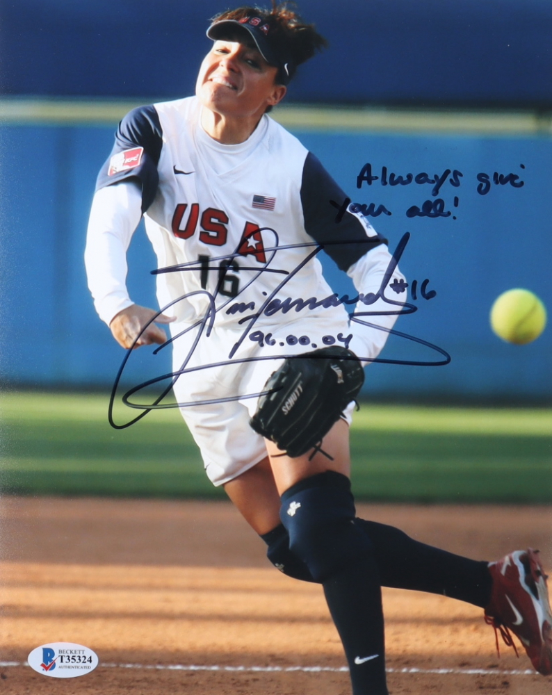 Lisa Fernandez Signed Team USA 8x10 Photo Inscribed "Always Give Your ...