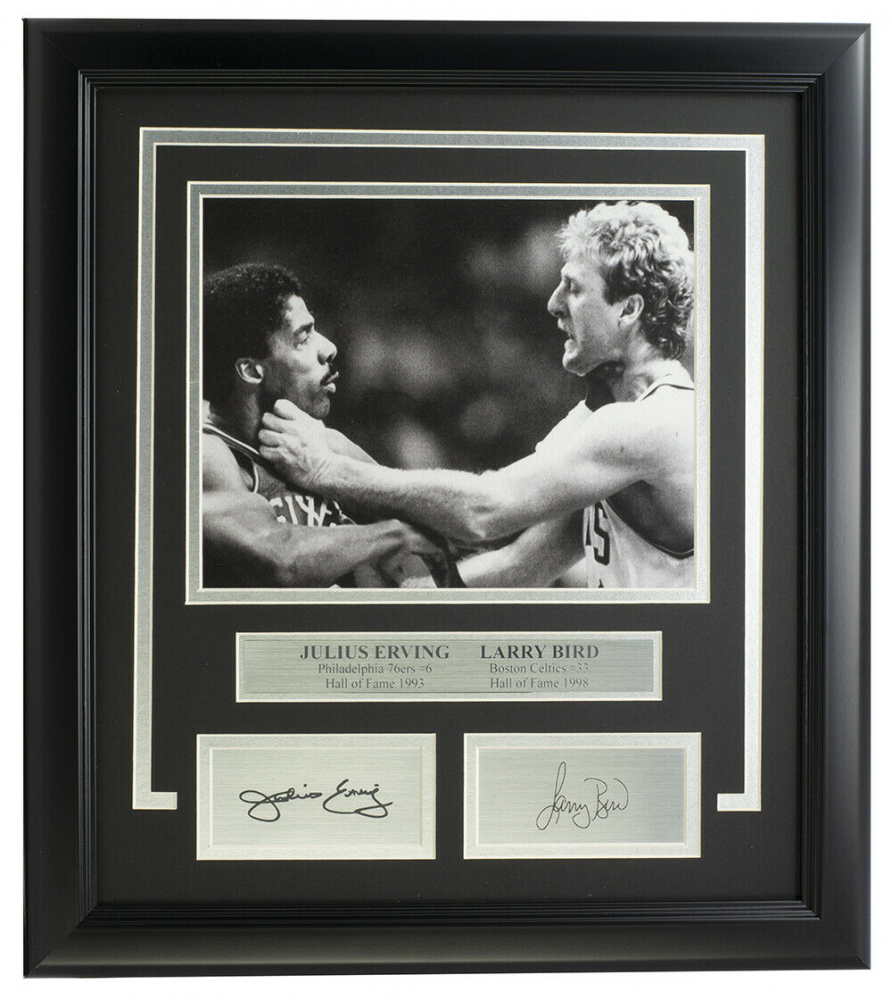 Julius Erving & Larry Bird Custom Framed Photo Display | Pristine Auction