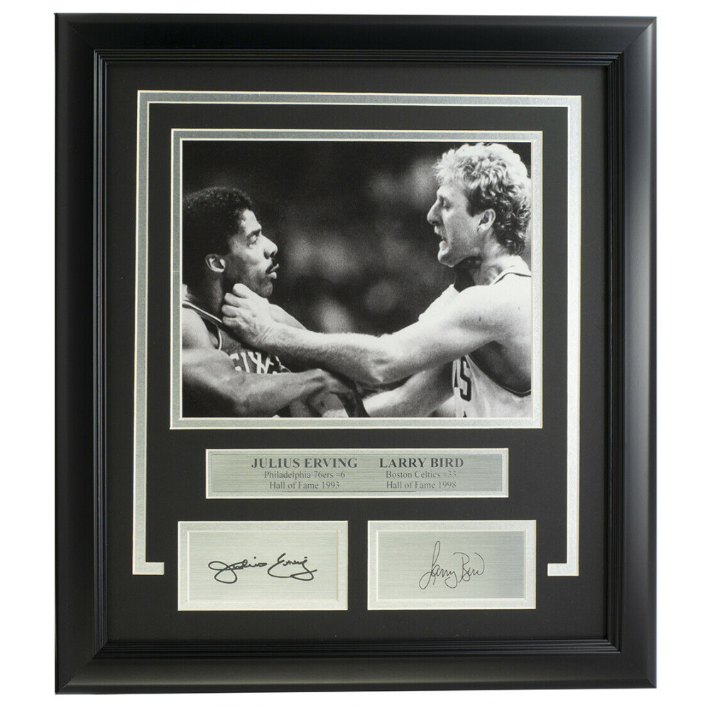 Julius Erving & Larry Bird Custom Framed Photo Display | Pristine Auction