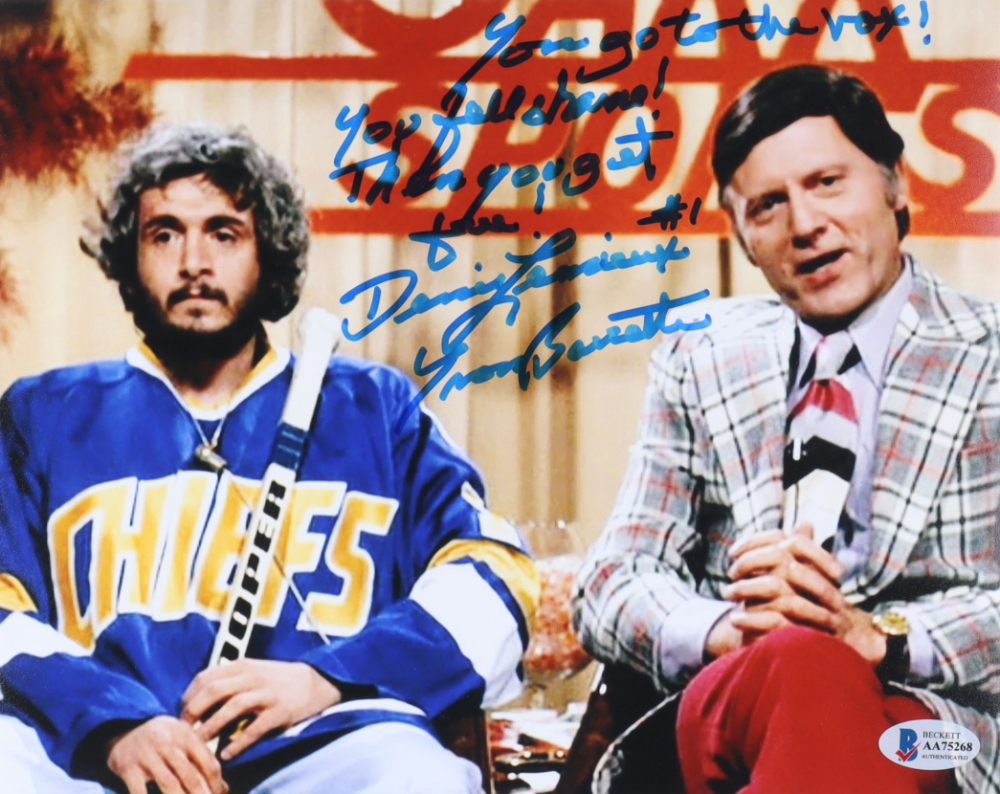 Yvon Barrette Signed "Slapshot" 8x10 Photo with Extensive Inscription ...