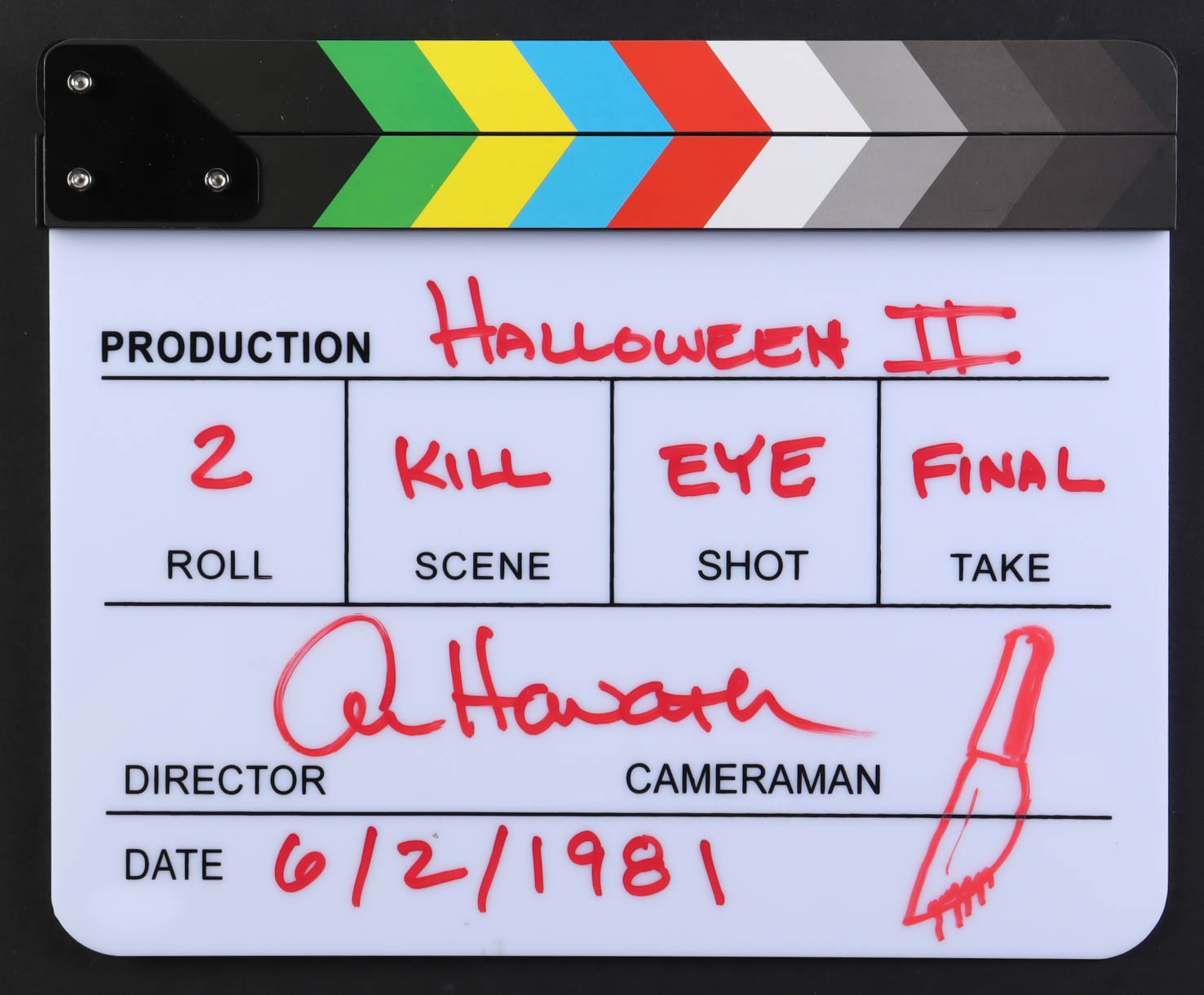 Alan Howarth Signed "Halloween II" Clapperboard with Multiple ...