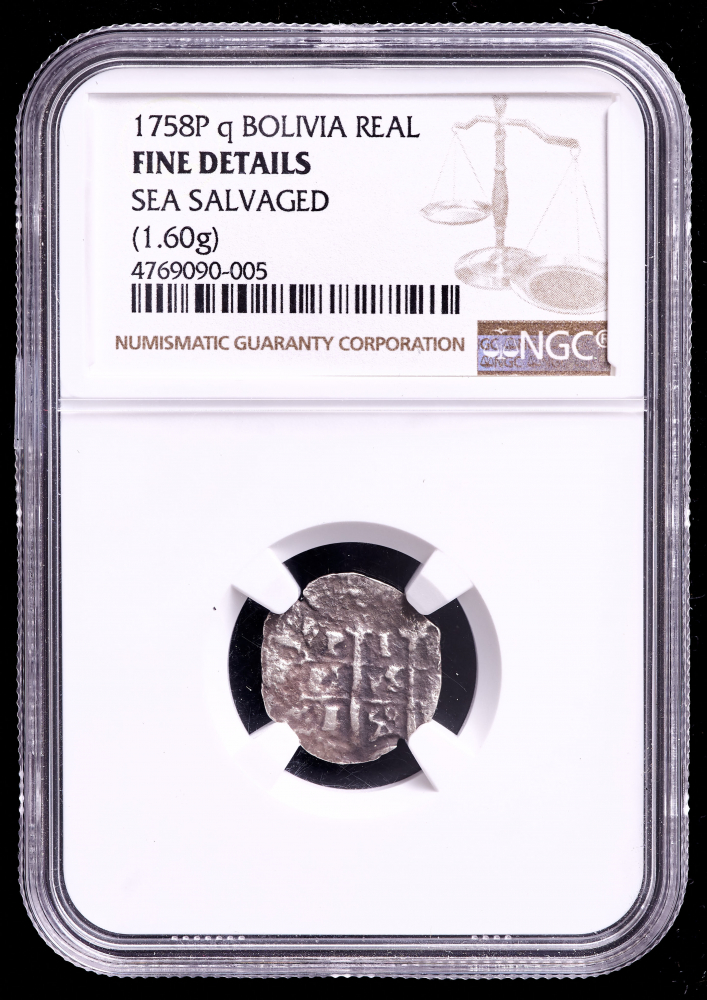 1758-P q Bolivia Silver Real Spanish Colonial Cob Coin (NGC Fine ...
