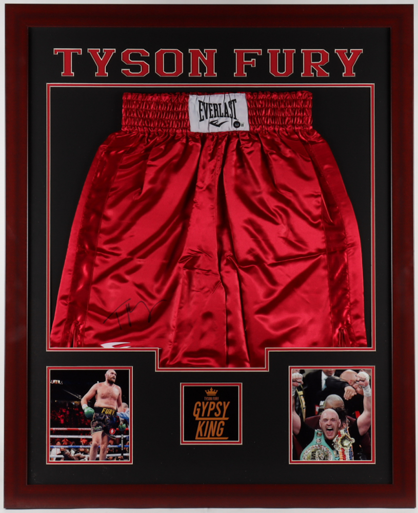 Tyson Fury Signed 35x43 Custom Framed Boxing Shorts Display (Beckett ...