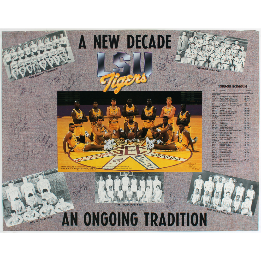 1989-90 LSU Tigers 18x23 Poster Team-Signed by (14) with Shaquille O ...