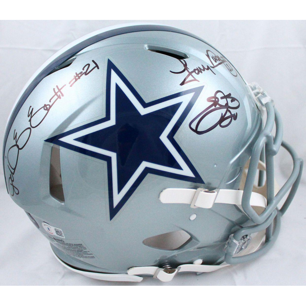 Emmitt Smith, Tony Dorsett & Ezekiel Elliott Signed Cowboys Full-Size ...