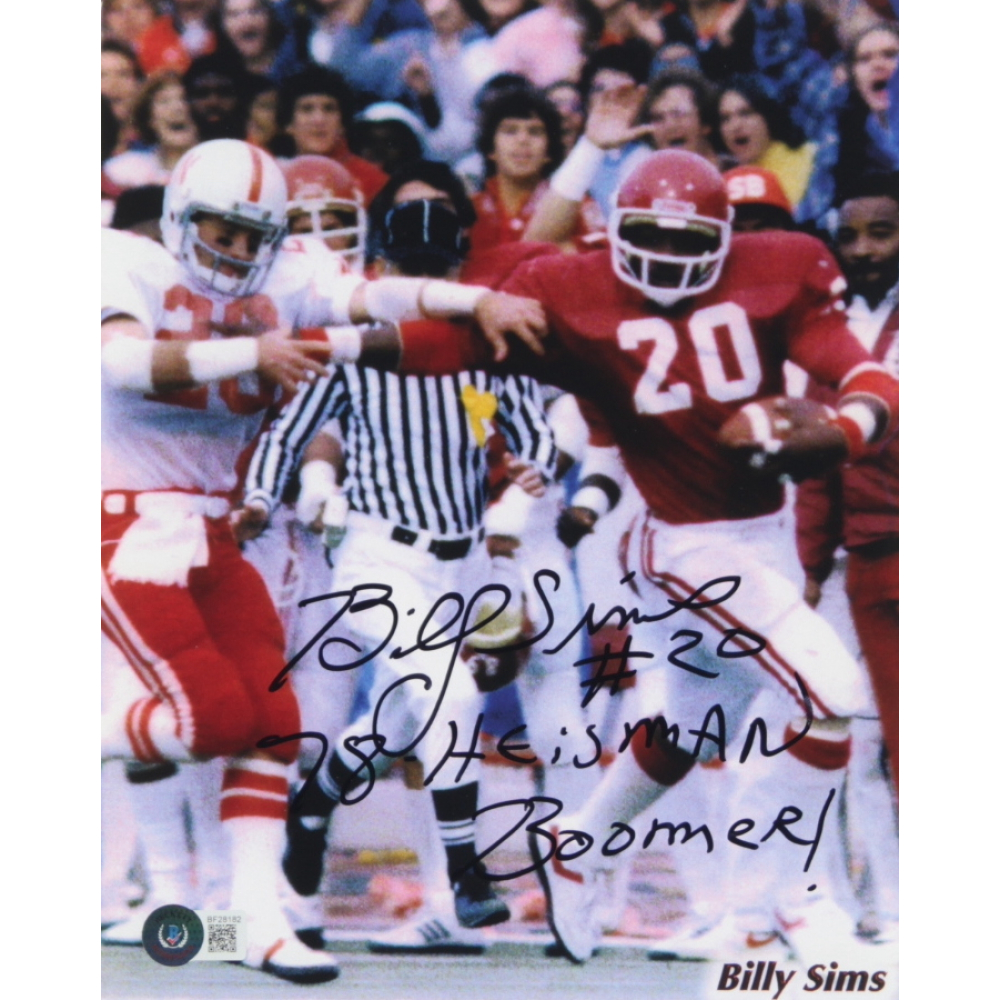 Billy Sims Signed Oklahoma Sooners 8x10 Photo Inscribed "78 Heisman ...