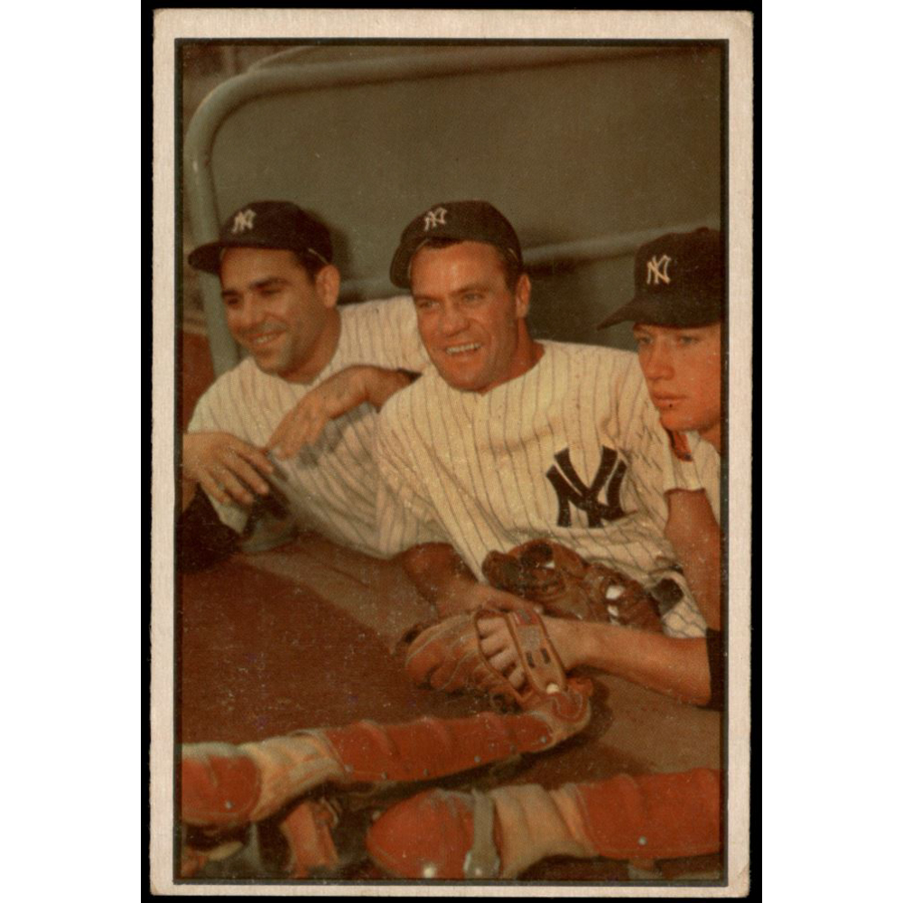 Yogi Berra / Hank Bauer / Mickey Mantle 1953 Bowman Color #44 ...