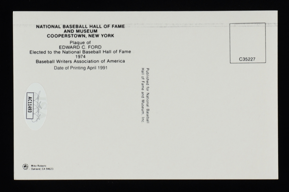 Whitey Ford Signed Hall of Fame Postcard (JSA) | Pristine Auction