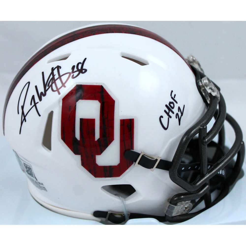 Roy Williams Signed Oklahoma Sooners Speed Mini Helmet Inscribed "CHOF ...