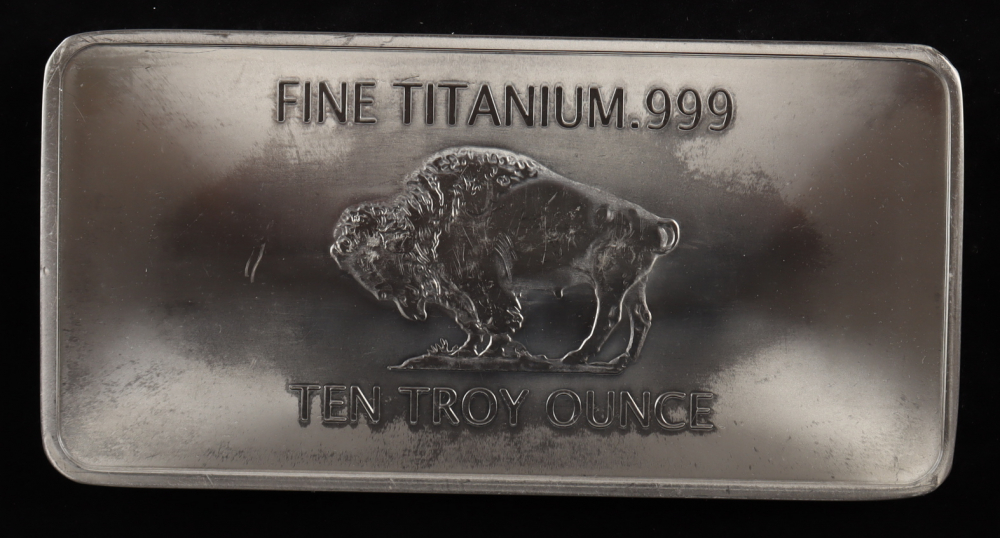 Ten Troy Ounce "Buffalo" .999 Fine Titanium Bullion Bar | Pristine Auction