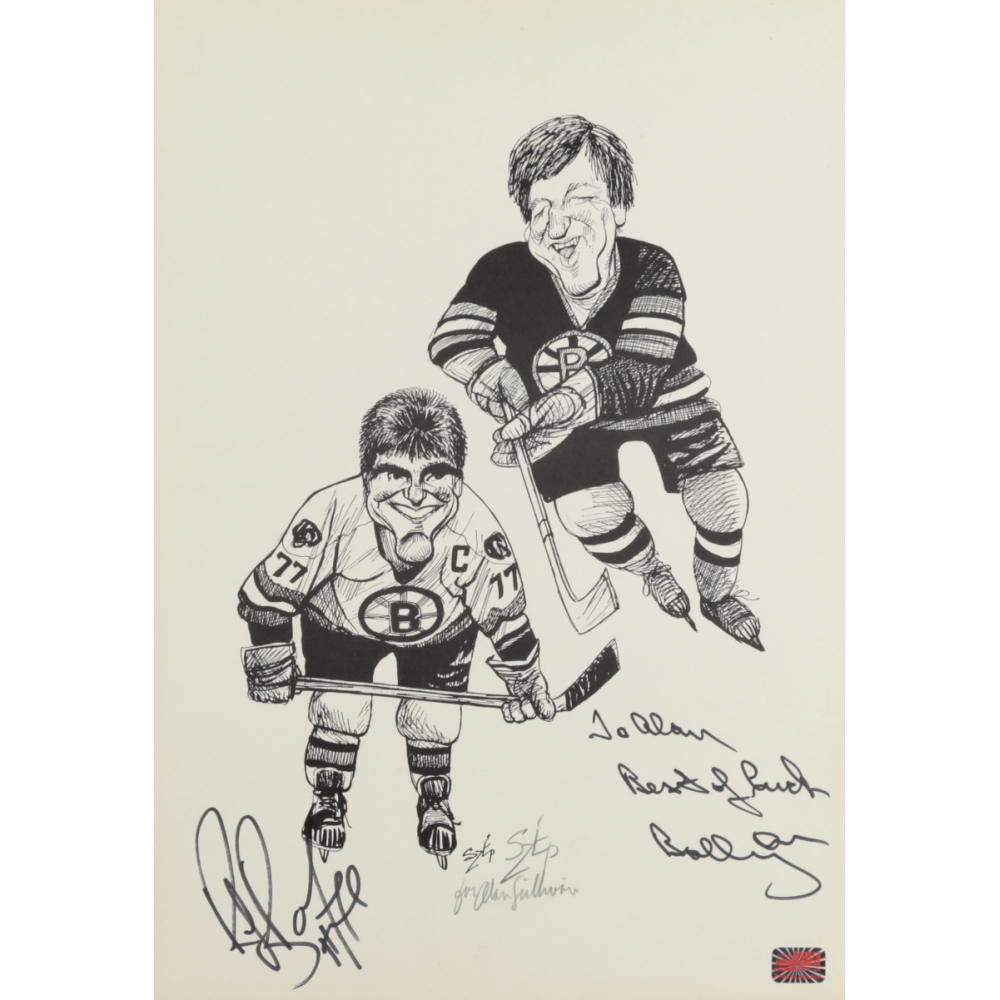 Bobby Orr & Ray Bourque Signed Bruins Character Illustration 12x18 ...
