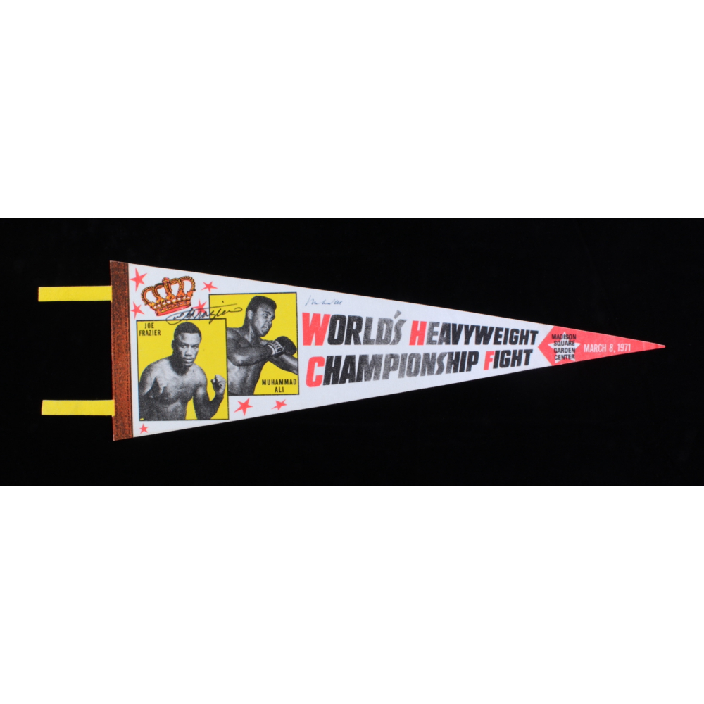 Muhammad Ali & Joe Frazier Signed 1971 Fight Pennant (JSA) | Pristine ...