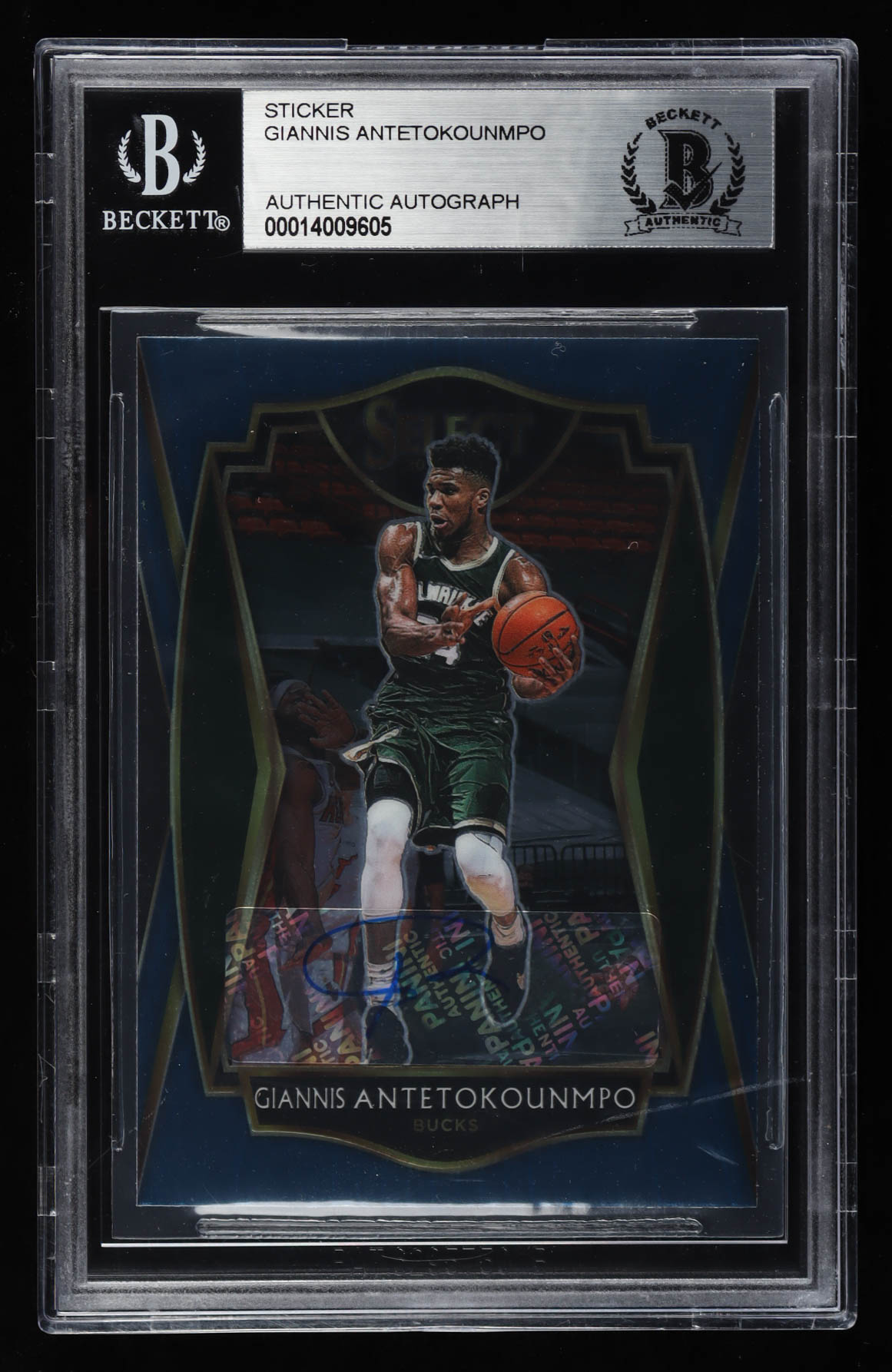 Giannis Antetokounmpo Signed Sticker On 2020-21 Select Blue Retail #117 ...