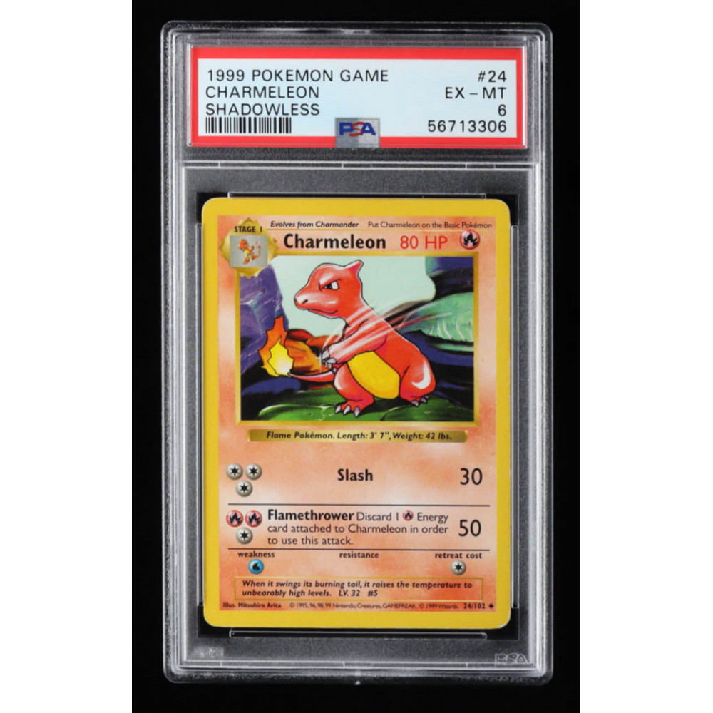 Charmeleon 1999 Pokemon Base Shadowless #24 (PSA 6) | Pristine Auction