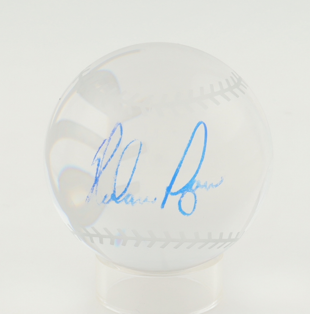 Nolan Ryan Signed Glass Paperweight Baseball with Display Case (PSA ...