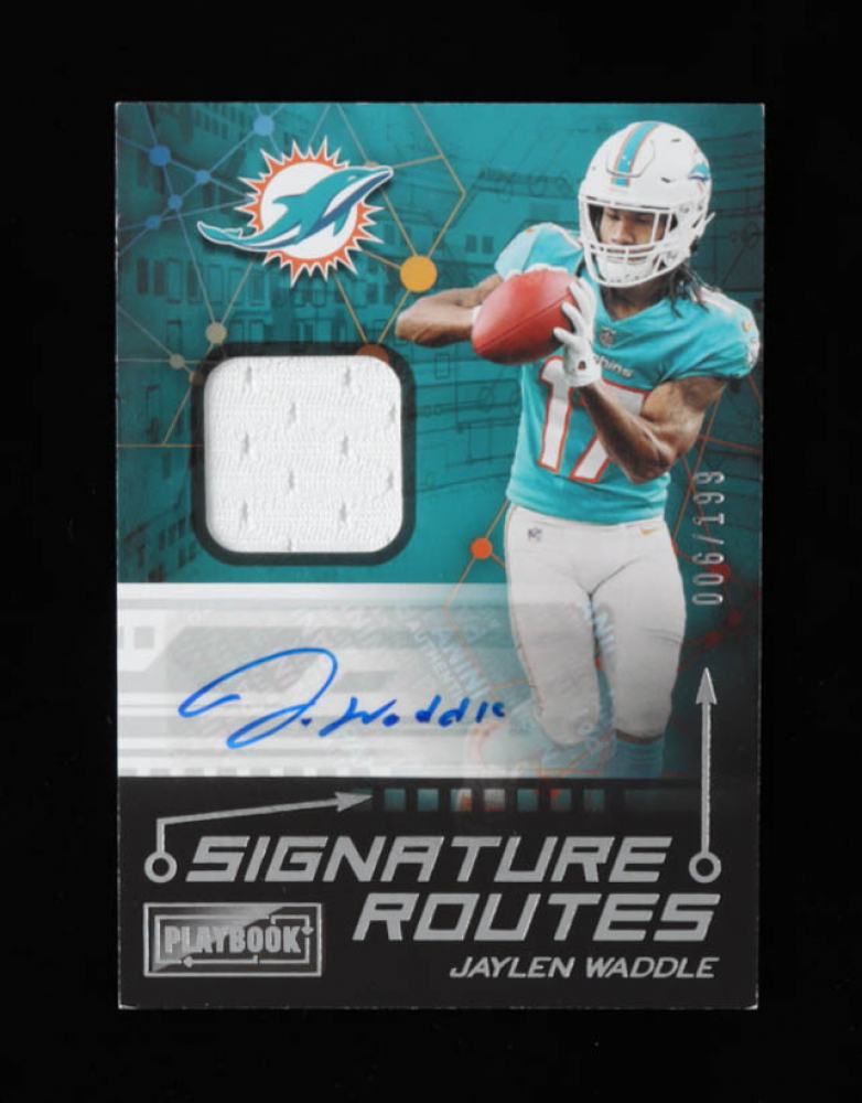 Jaylen Waddle 2021 Panini Playbook Signature Routes Jerseys #35 RC #6/ ...