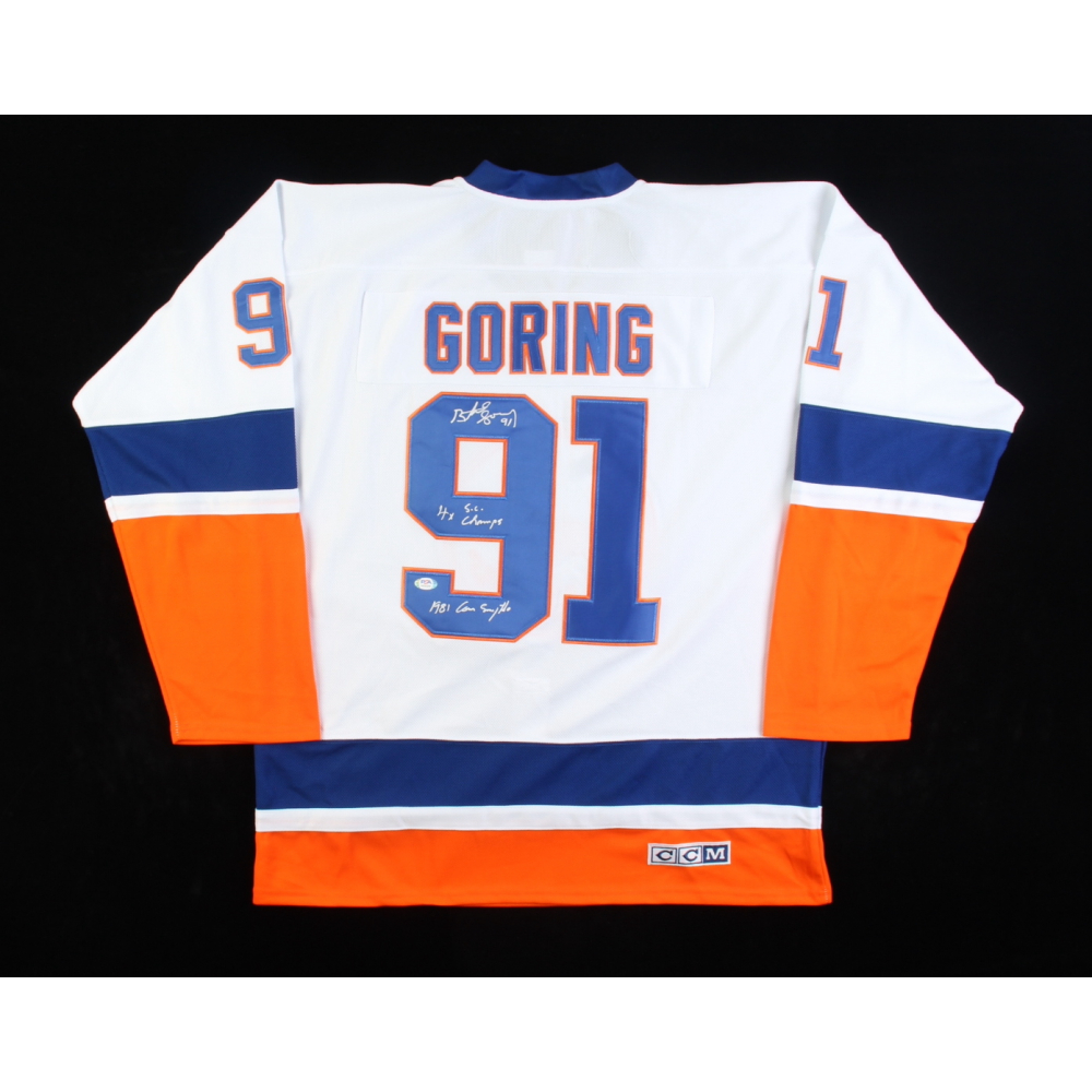Butch Goring Signed Islanders Jersey Inscribed "4x S.C. Champs" & "1981 ...
