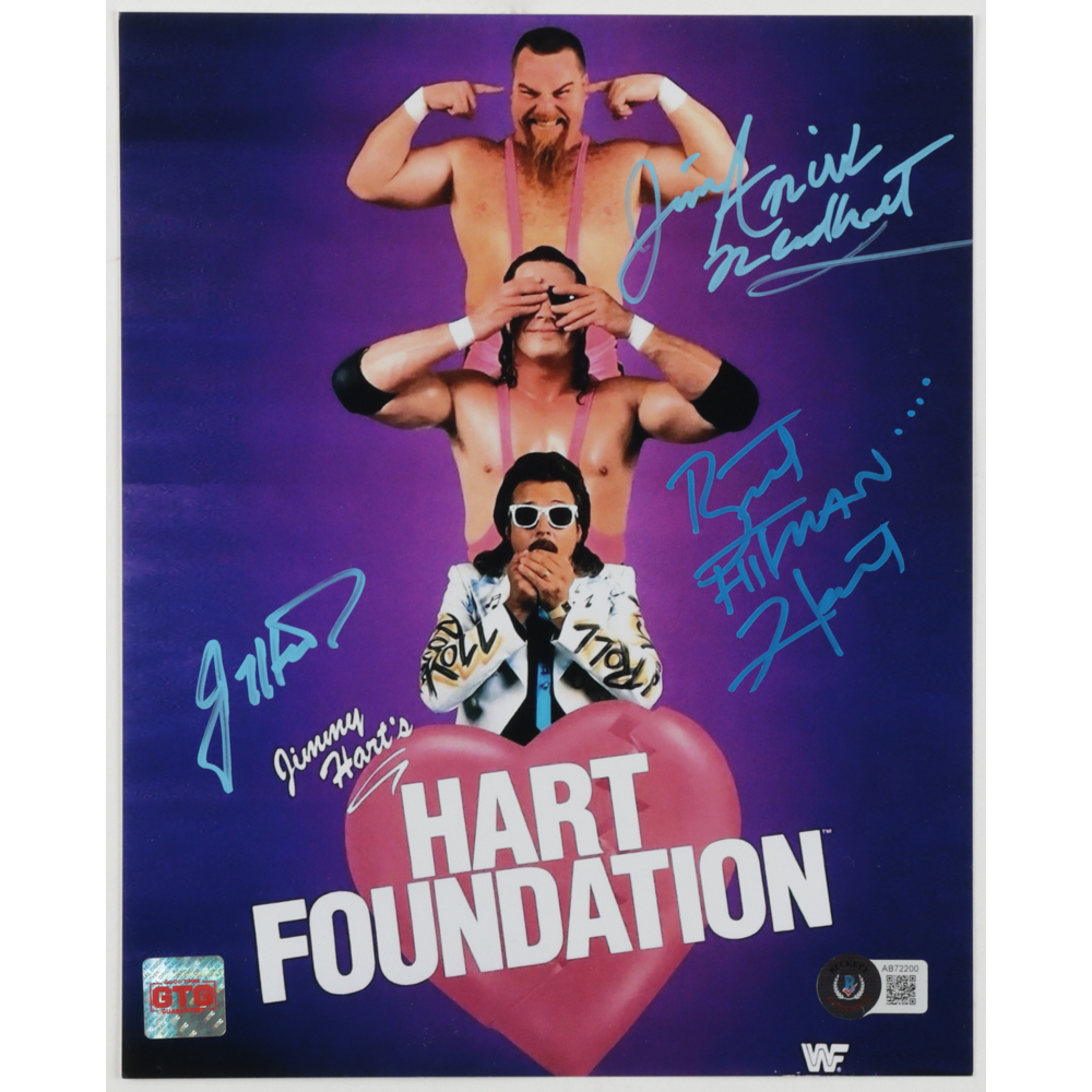 Jimmy Hart, Bret "Hitman" Hart, & Jim "Anvil" Neidhart Signed WWE "Hart ...