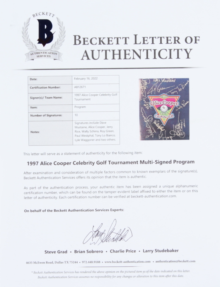 1997 Alice Cooper Celebrity Golf Tournament Program Signed By (10) with ...