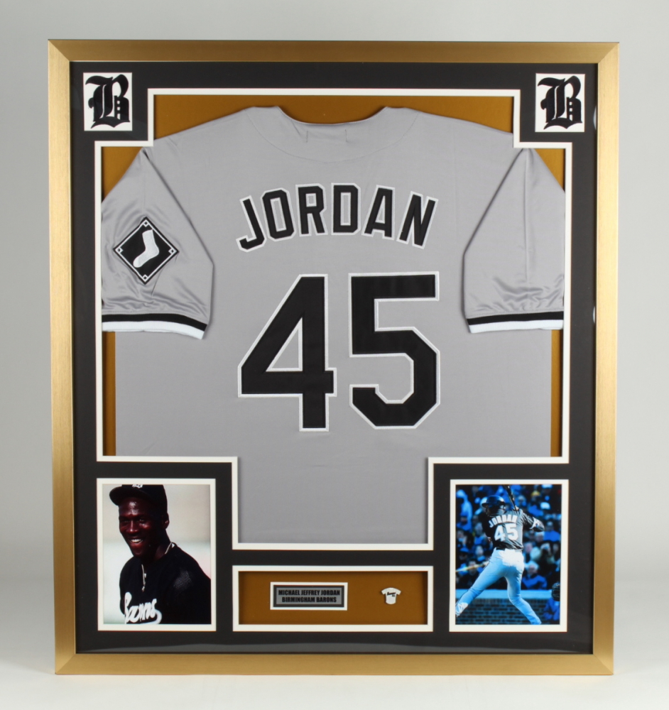 Michael Jordan 32x36 Custom Framed Jersey Display with Barons #45 ...