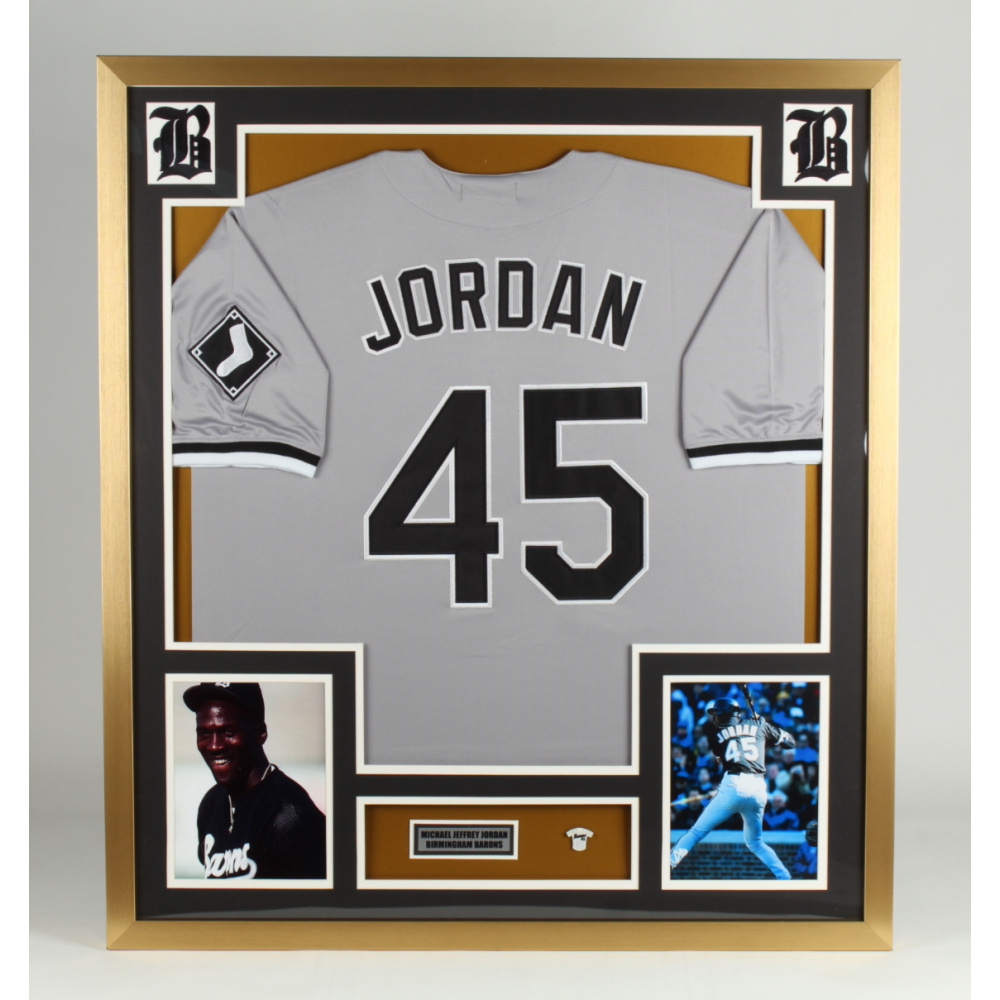 Michael Jordan 32x36 Custom Framed Jersey Display with Barons #45 ...