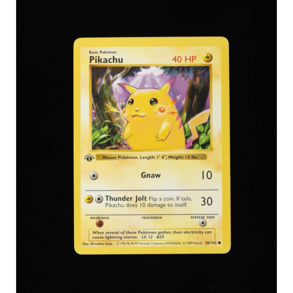 Pikachu 1999 1st Edition Pokemon Base Shadowless #58 Red Cheeks ...