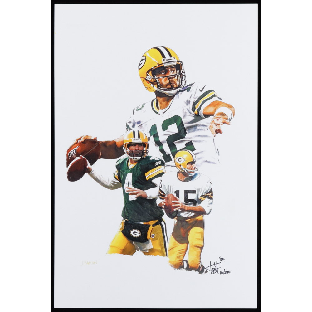 Aaron Rodgers, Brett Favre & Bart Starr - Packers - Joshua Barton 12x18 ...