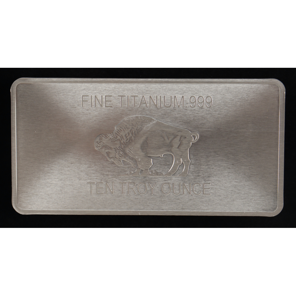 Ten Troy Ounce "Buffalo" .999 Fine Titanium Bullion Bar | Pristine Auction