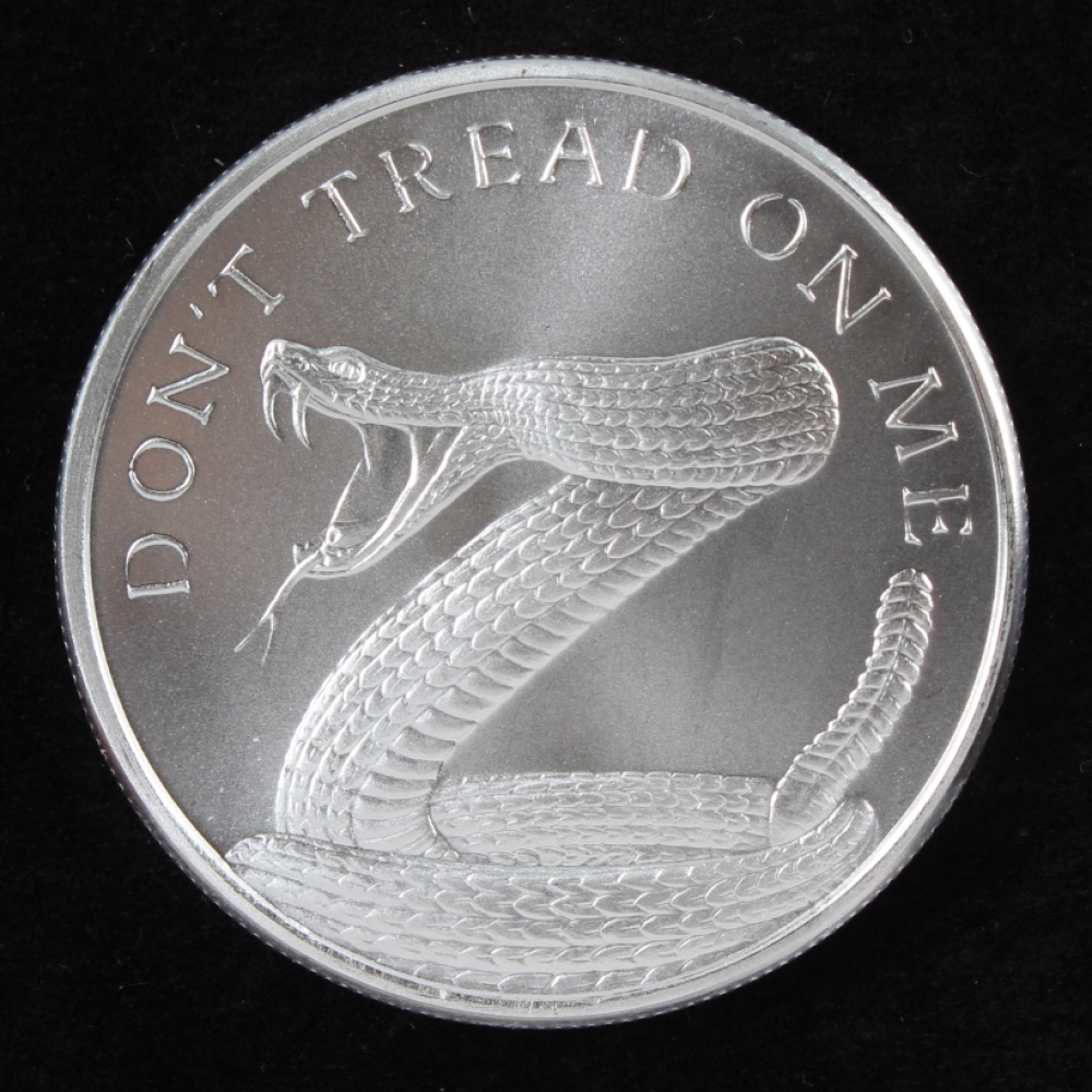1 Troy oz .999 2021 Gadsden Flag Don't Tread On Me Silver Shield ...