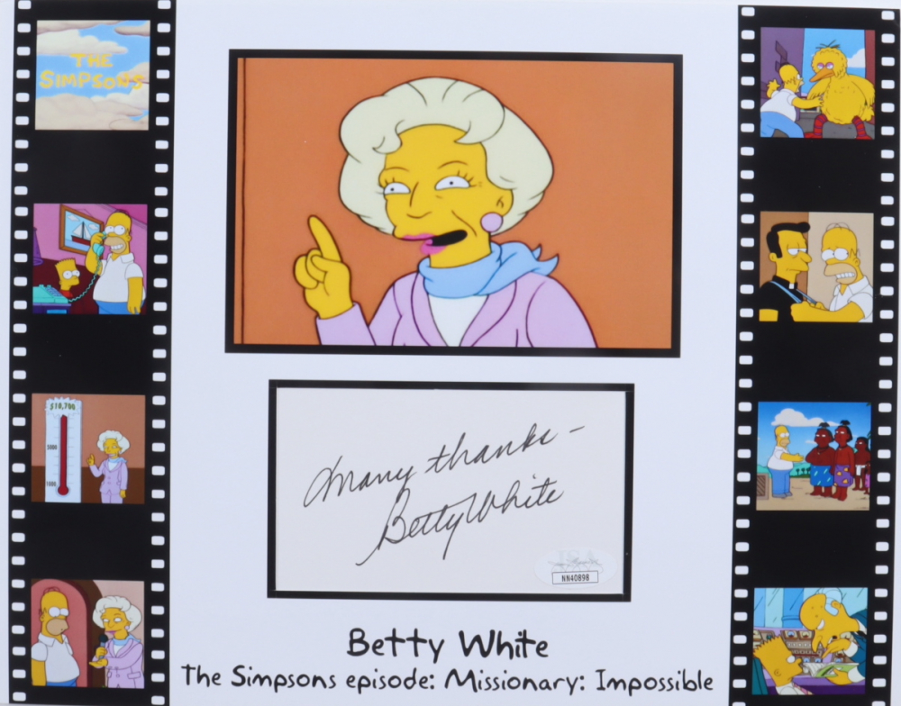 Betty White Signed "The Simpsons" 8x10 Cut Photo Display Inscribed ...