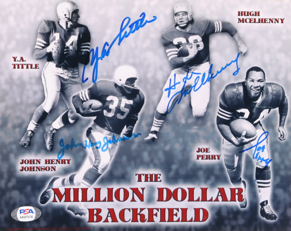 49ers 8x10 Photo Signed By (4) With Hugh McElhenny, Joe Perry, Y. A ...