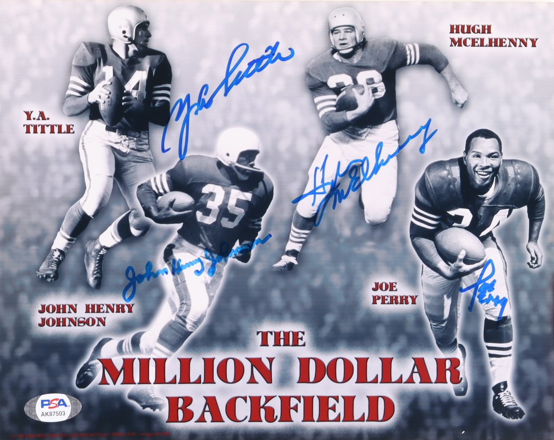 49ers 8x10 Photo Signed By (4) With Hugh McElhenny, Joe Perry, Y. A ...