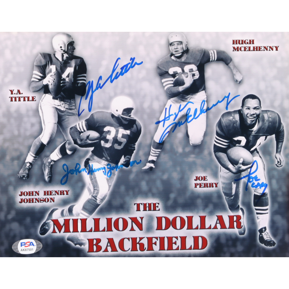 49ers 8x10 Photo Signed By (4) With Hugh McElhenny, Joe Perry, Y. A ...