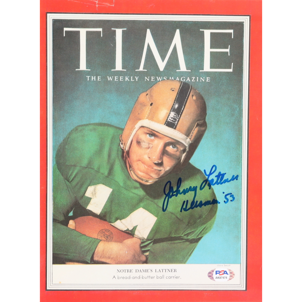 Johnny Lattner Signed Notre Dame Fighting Irish 8x11 Photo Inscribed ...