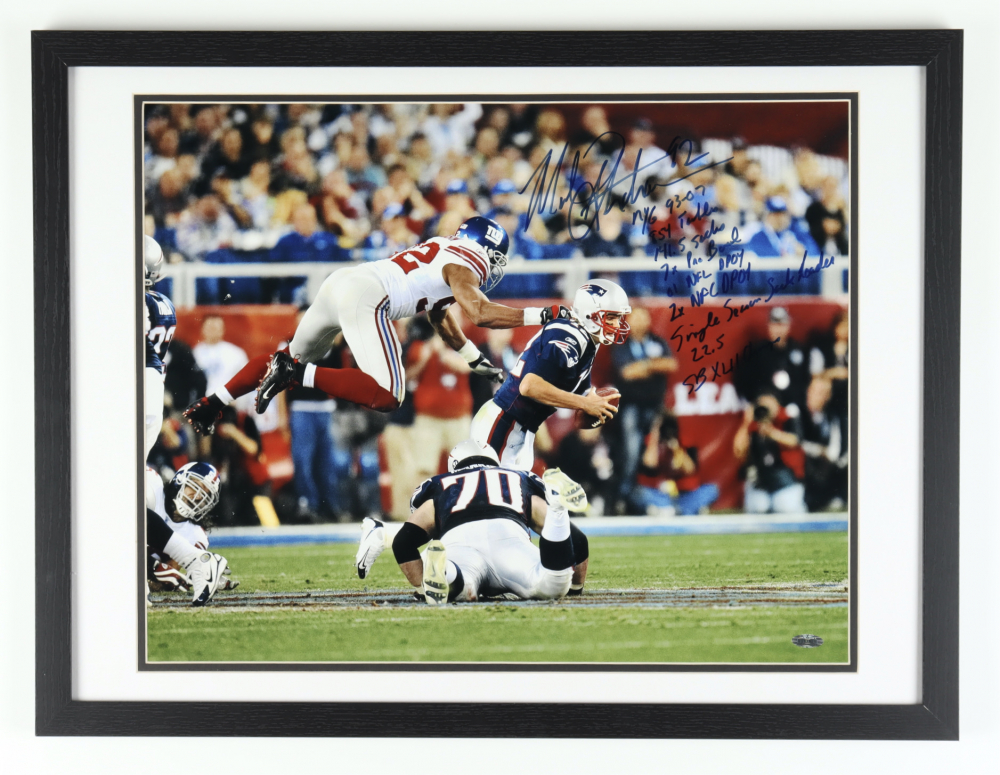 Michael Strahan Signed Giants 20x26 Custom Framed Photo with Multiple ...