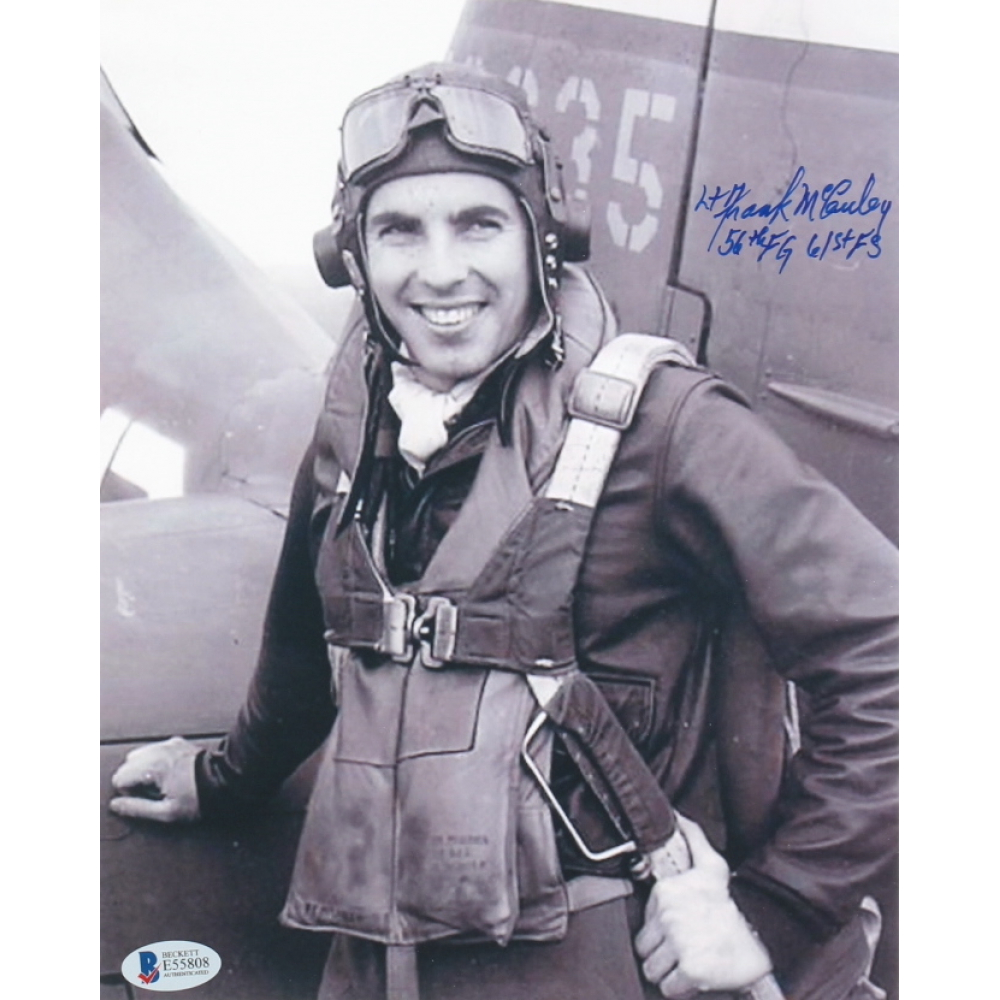 Frank McCauley Signed WWII 8x10 Photo Inscribed "56th FG" & "61st FS ...