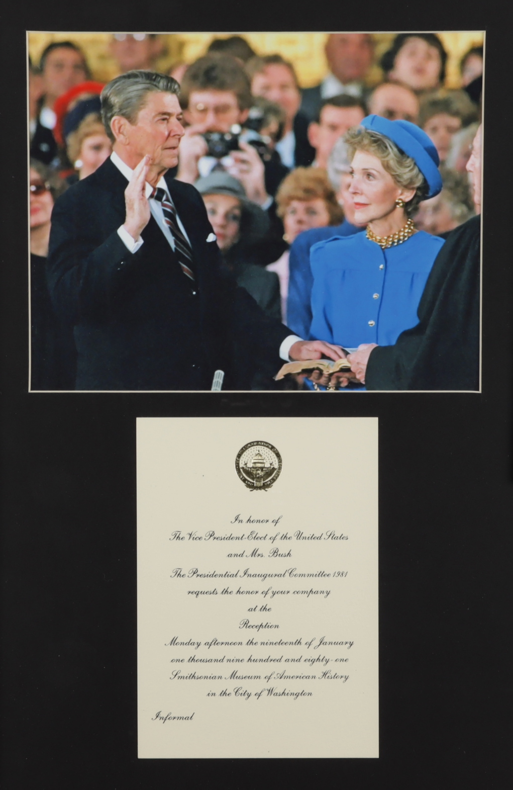 Ronald Reagan 21x24 Custom Framed 1981 Original Inauguration Invitation ...