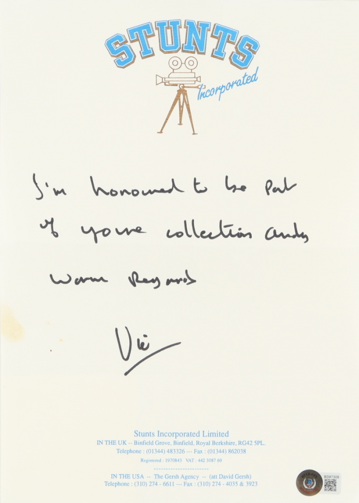 Vic Armstrong Signed Hand-Written Letter (Beckett) | Pristine Auction