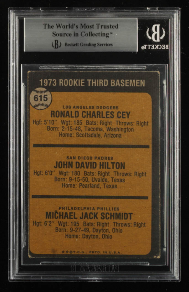 Mike Schmidt Signed 1973 Topps #615 Rookie Third Baseman (BGS ...