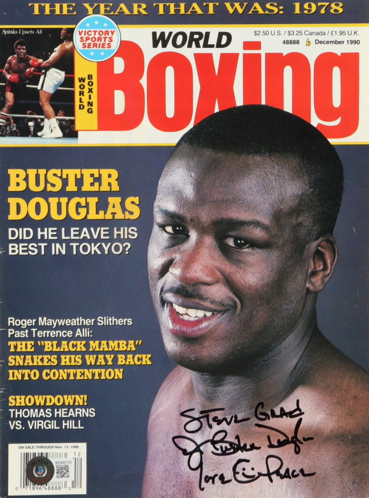 James "Buster" Douglas Signed 1990 "World Boxing" 8x10 Magazine Cover Inscribed "Love" & "Peace ...