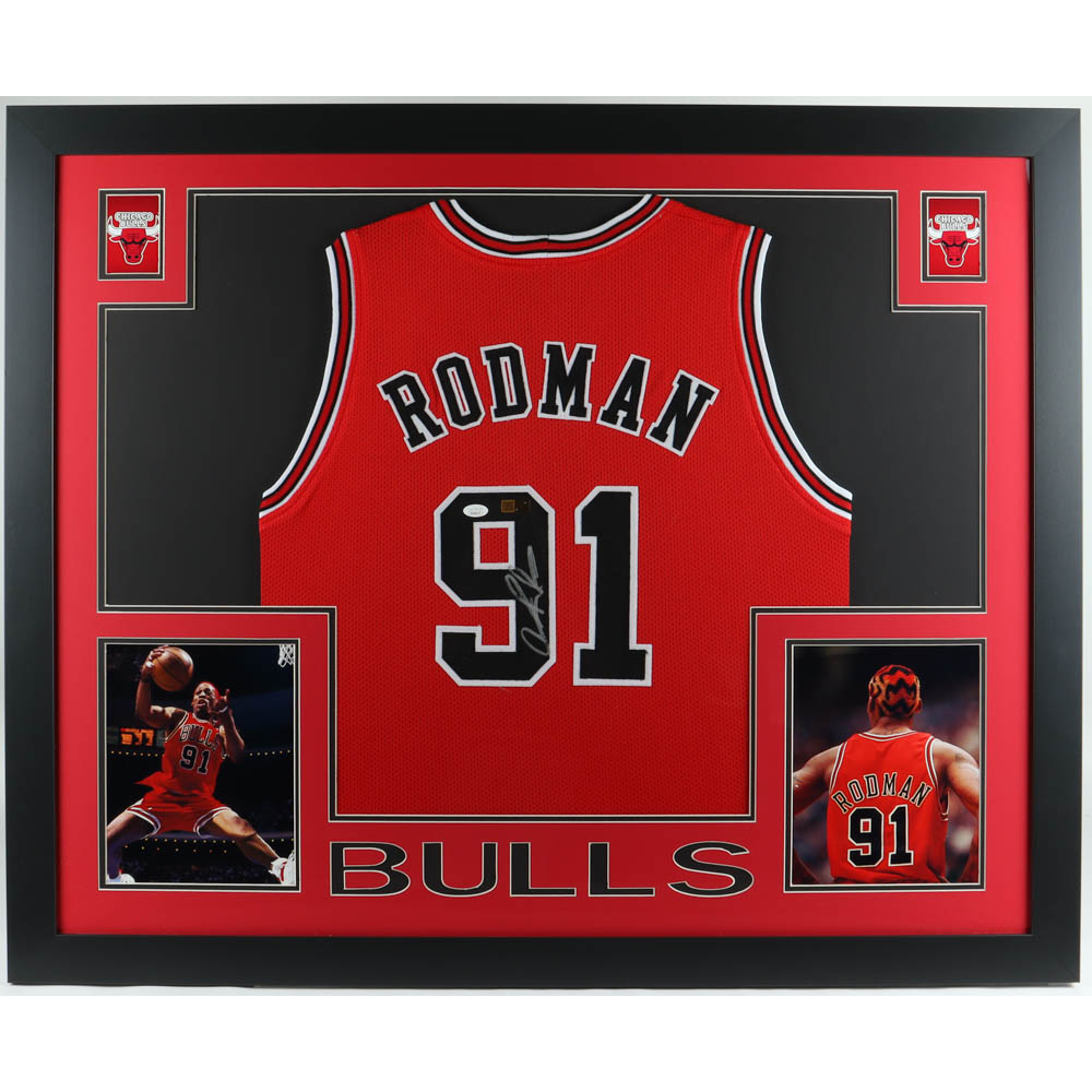 Dennis Rodman Signed 35x43 Custom Framed Jersey Display (JSA & Players ...