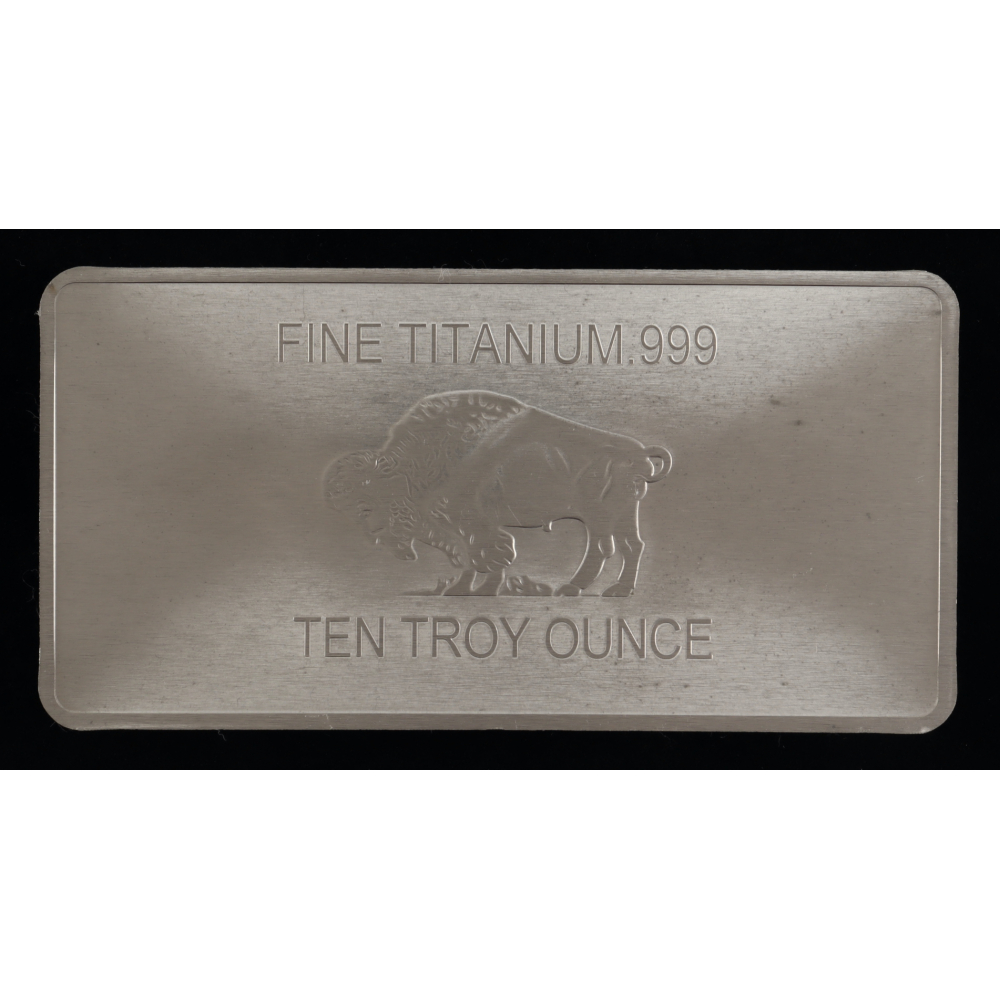 Ten Troy Ounce "Buffalo" .999 Fine Titanium Bullion Bar | Pristine Auction