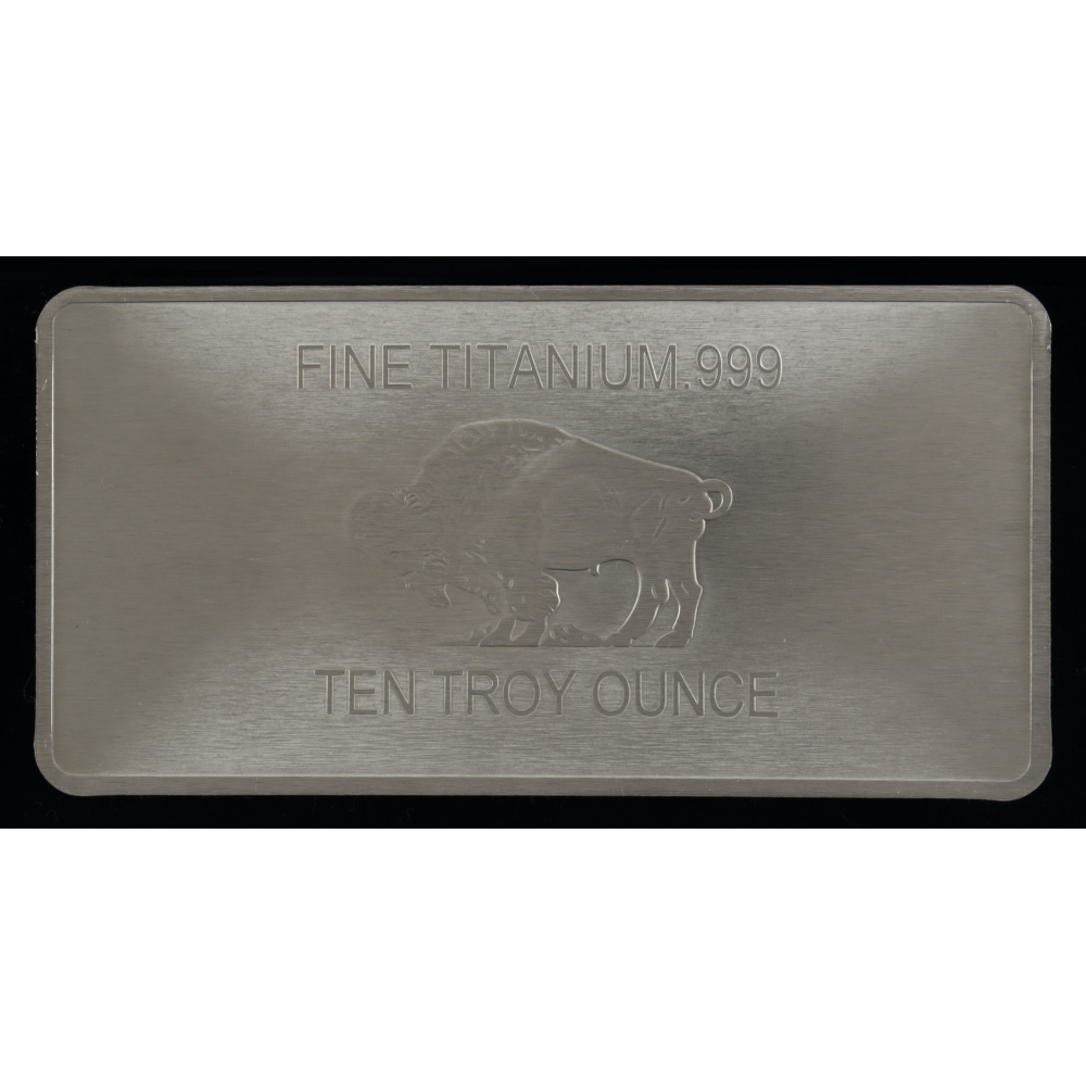 Ten Troy Ounce "Buffalo" .999 Fine Titanium Bullion Bar | Pristine Auction