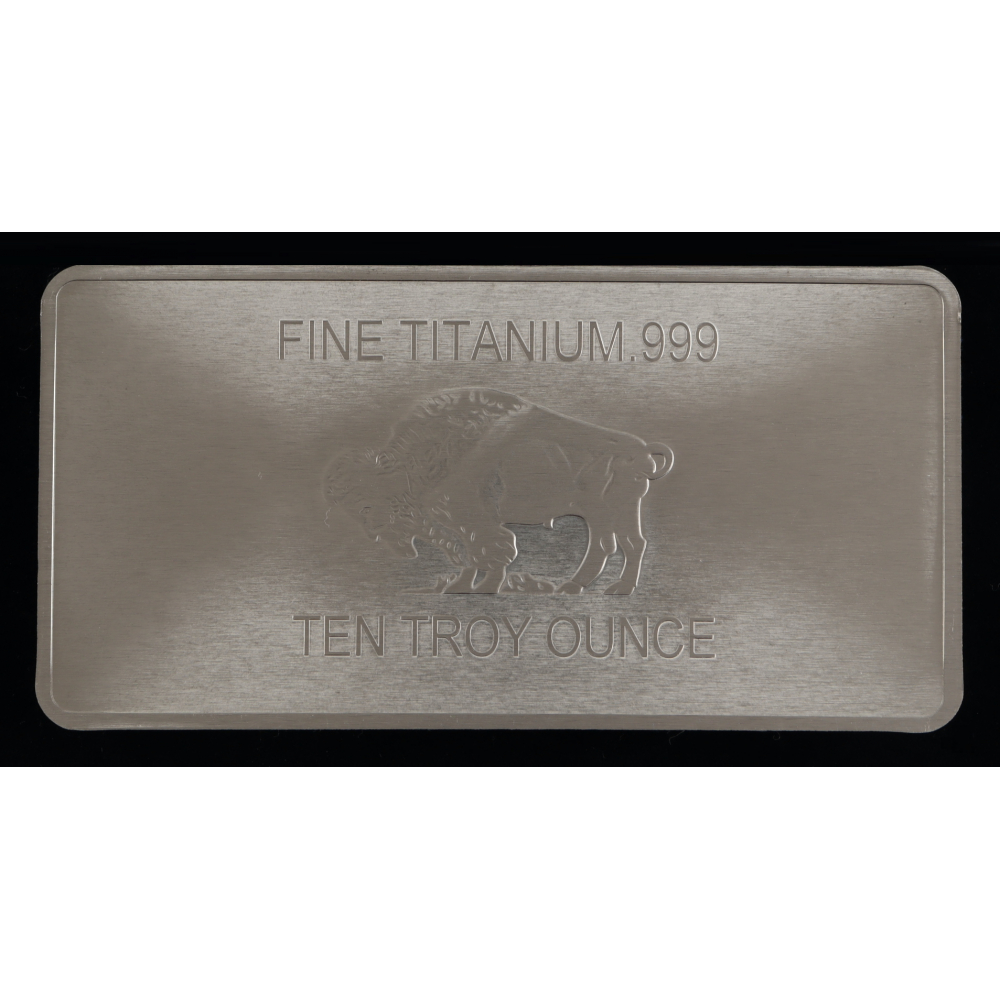 Ten Troy Ounce "Buffalo" .999 Fine Titanium Bullion Bar | Pristine Auction