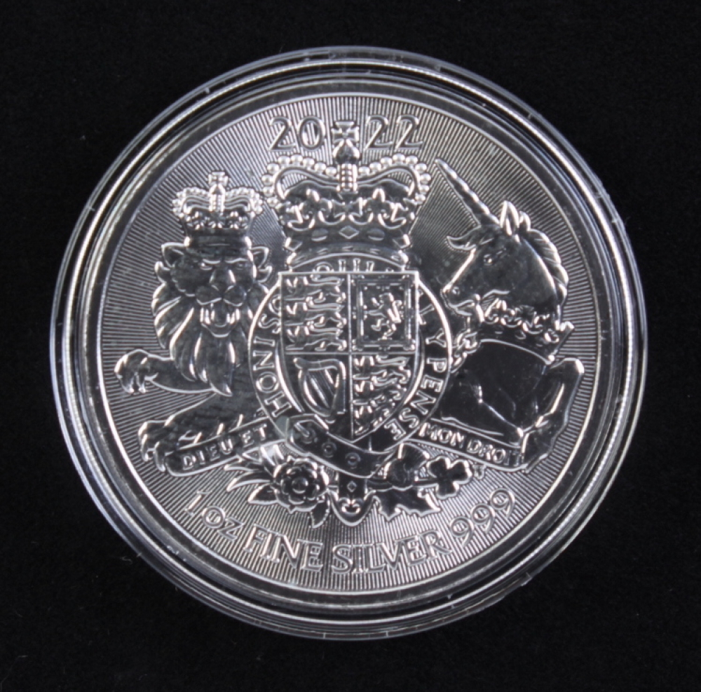 2022 1 oz Two-Pound British Silver Royal Arms Coin | Pristine Auction